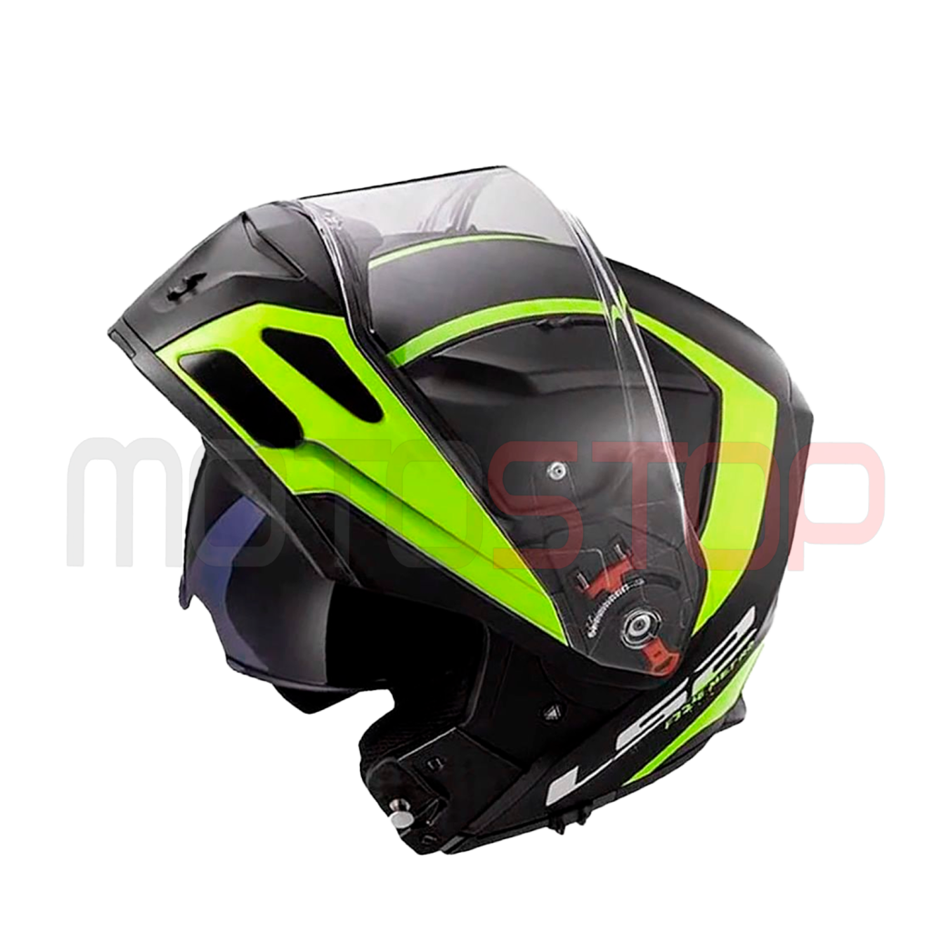 Casco Moto Ls2 Ff324 Abatible Metro Evo Negro Matte Amarillo