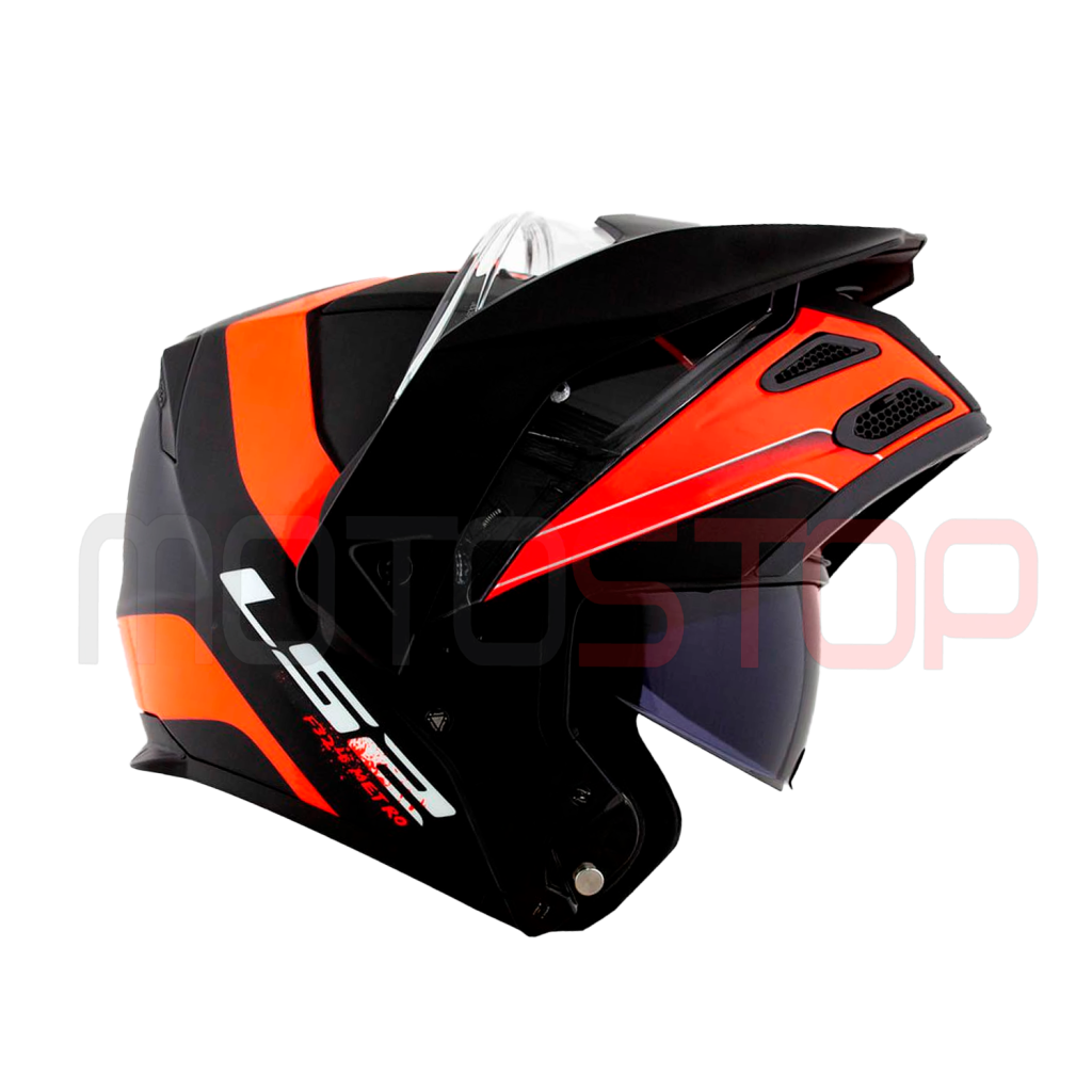 Casco Moto Abatible Ls2 Ff324 Rapid Negro Naranjo Matte
