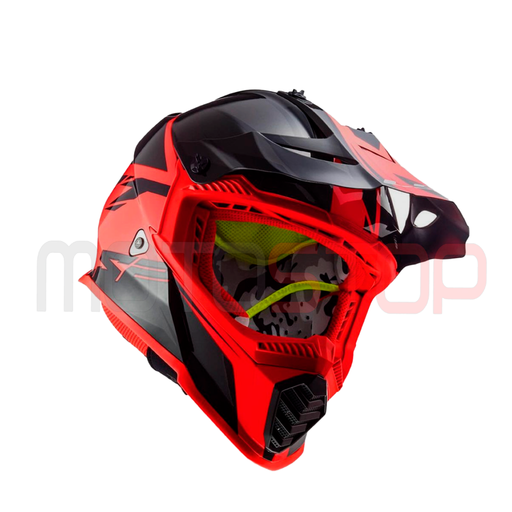 Casco Moto Cross Ls2 Mx437 Enduro Negro / Rojo Matte