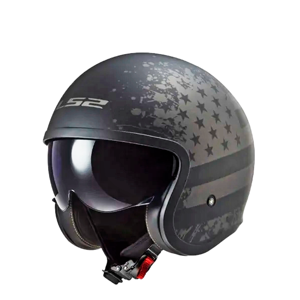 Casco Moto Ls2 OF599 Spitfire Black Flag Negro Titanio Matte