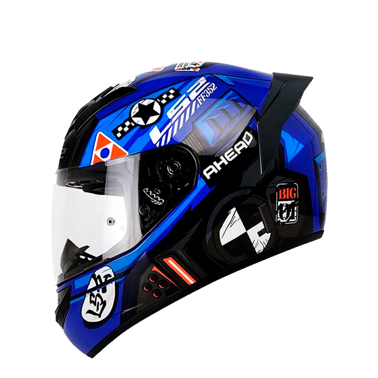 Casco Integral Ls2 FF352 Evo Big One Azul Blanco Spoiler Azul
